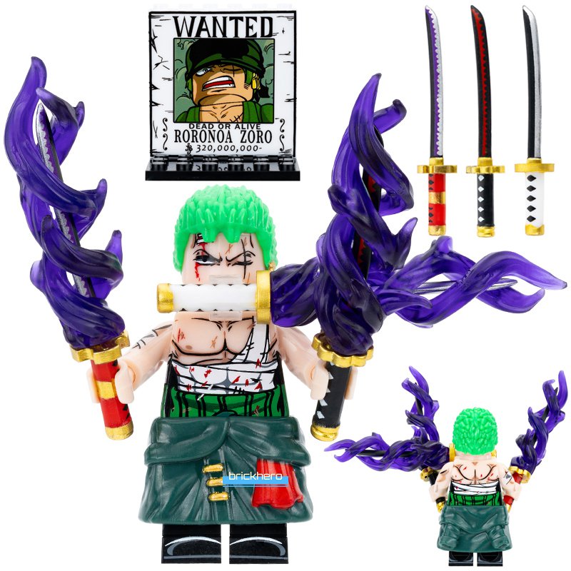 LEGO Compatible Anime One Piece Roronoa Zoro Custom Printed Minifigure ...