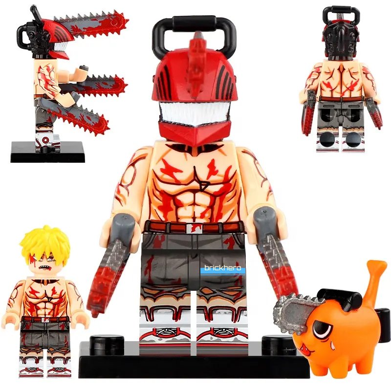 Denji with Pochita Chainsaw Man Custom Printed Lego Minifigure Toy Gift