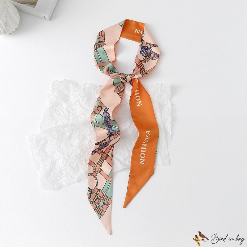 Thin narrow long strip of floating belt elegant simple simulation silk ...