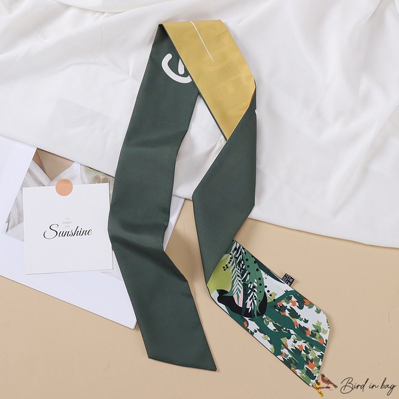 Pointed small floating ribbon female silk scarf simulation silk satin ...