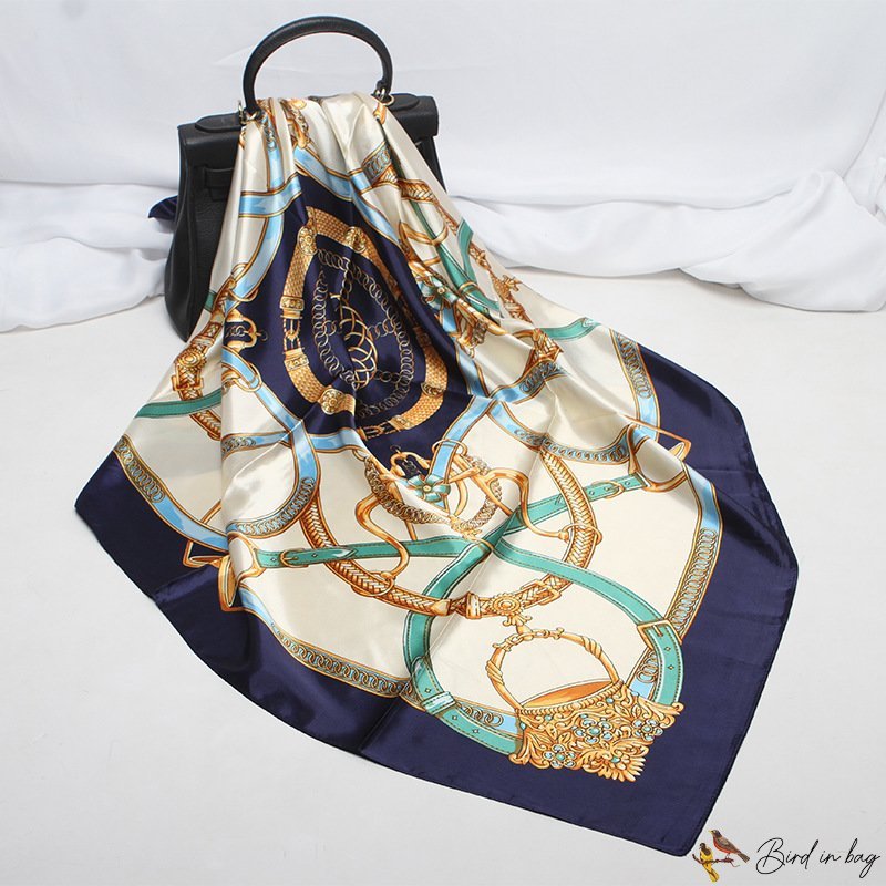 New simulated silk scarf female classic models belt printing 90 square ...