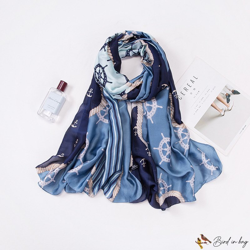 New simulation of silk satin long scarf new green fresh wind silk scarf ...