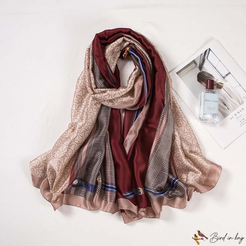 New simulation of silk satin long scarf new green fresh wind silk scarf ...