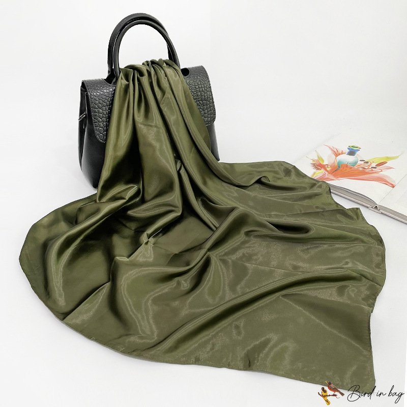 New simulation of silk scarf female large square scarf 90cm pure color ...