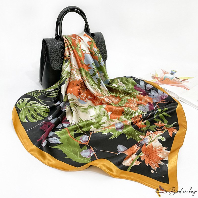 New simulation of silk scarf female shawl printed color Ding large ...