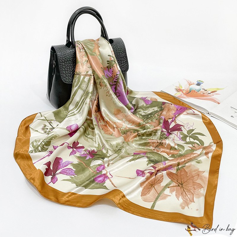 New simulation of silk scarf female shawl printed color Ding large ...