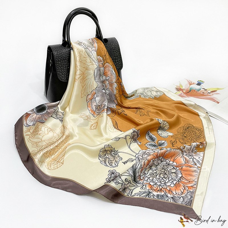 New simulation of silk scarf female Chinese wind shawl printed large ...