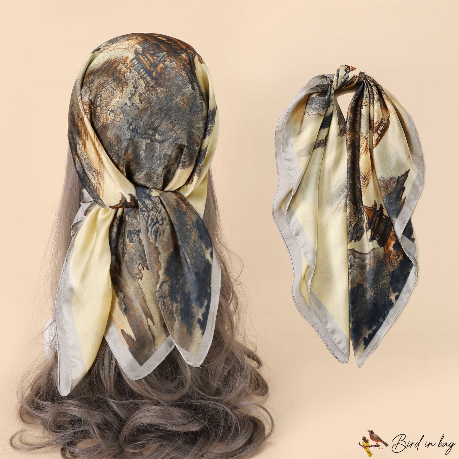 Chinese wind satin 70 small silk scarf simulation silk scarf female ...