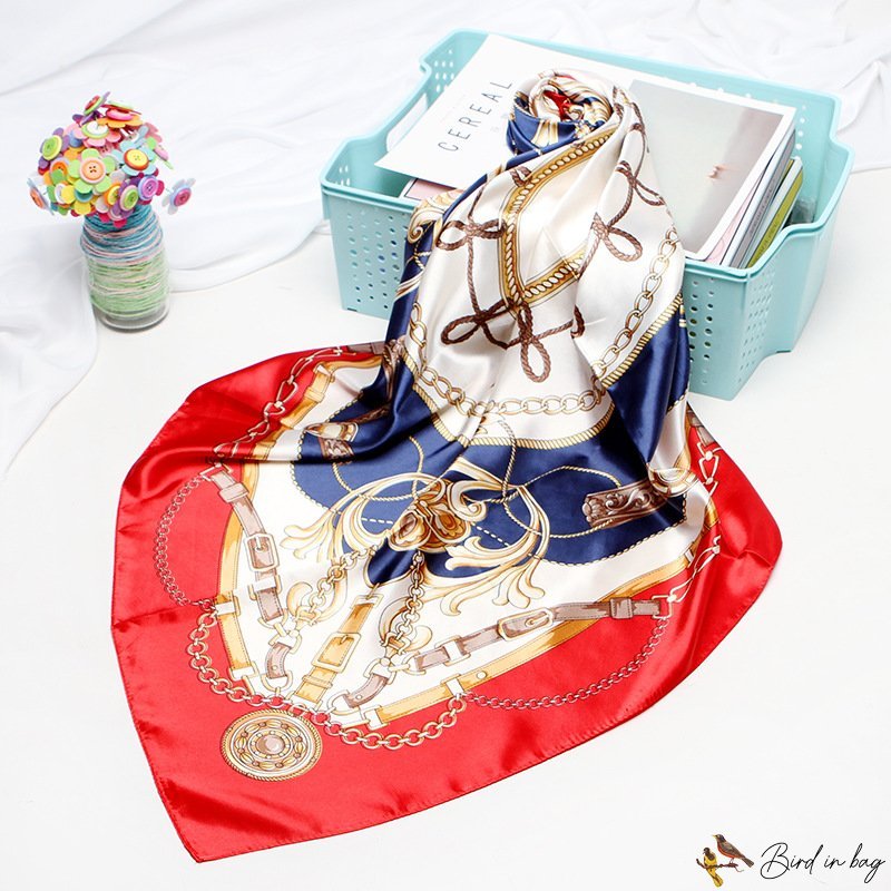 Silk scarf female models simulation silk satin printing small square ...