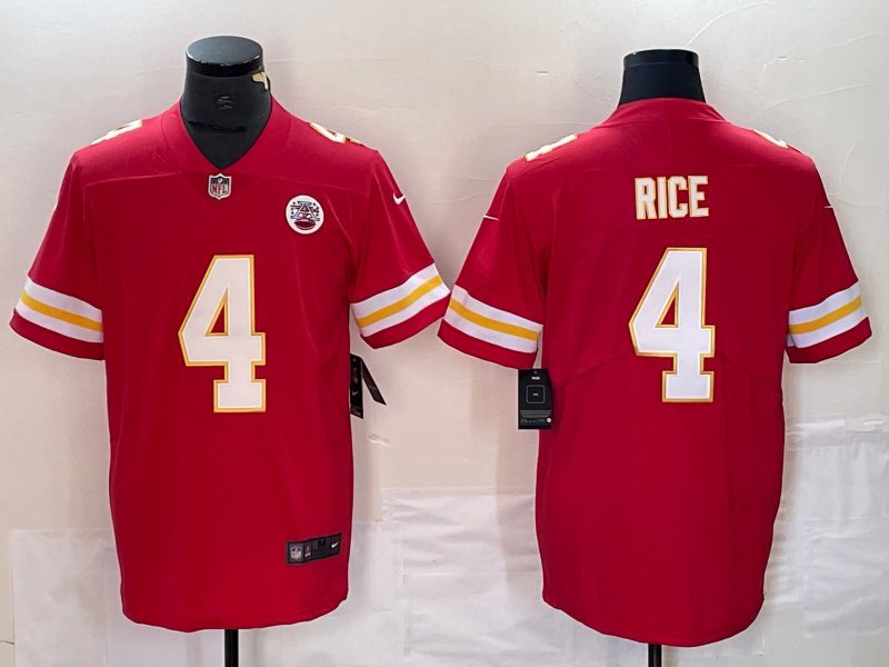Kansas City Chiefs Rashee Rice #4 Red Limited Jersey