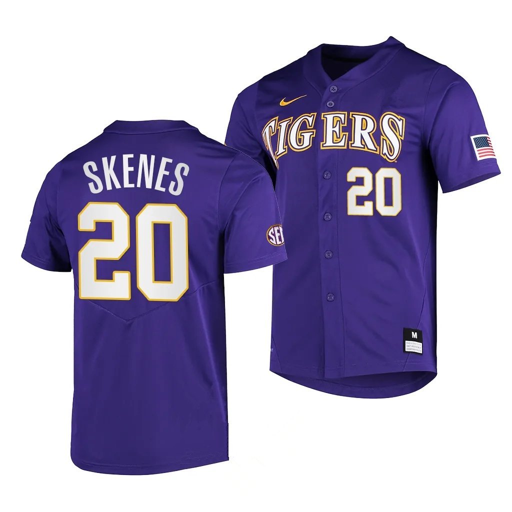 LSU Tigers Paul Skenes Purple #20 Baseball Jersey