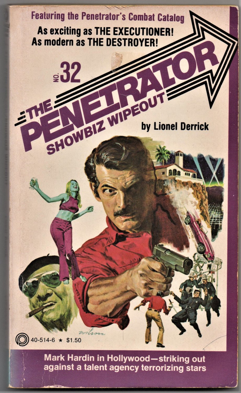 Showbiz Wipeout The Penetrator #32 by Lionel Derrick 1979 Pinnacle Books PBO First Edition