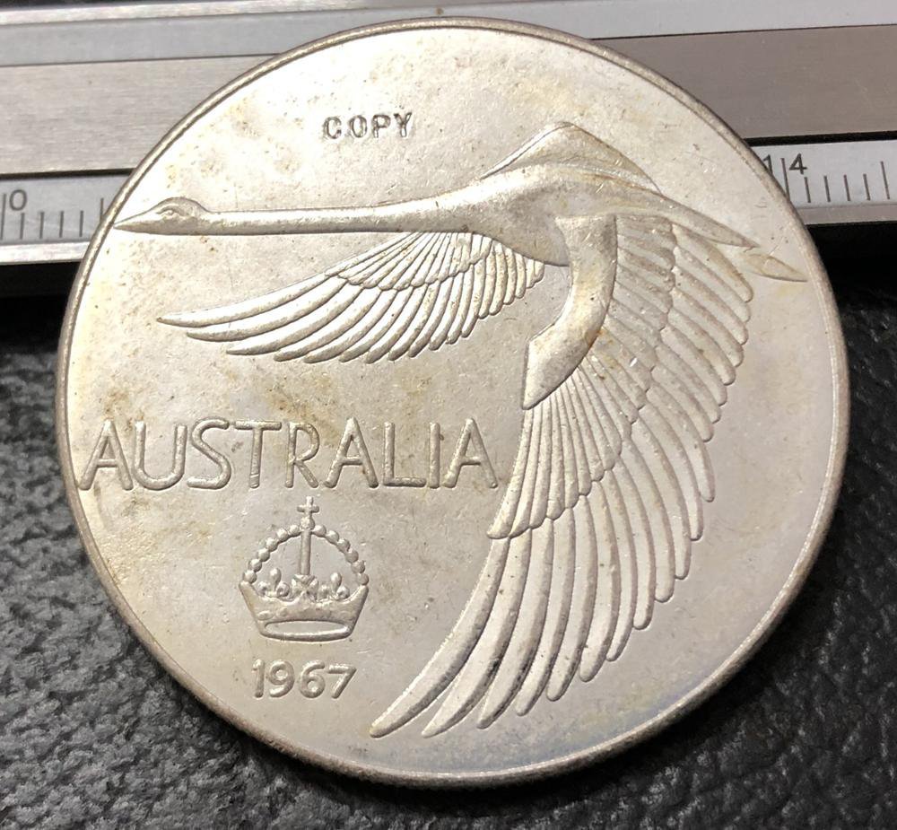 1967 Australia 1 Dollar Swan Pattern Silver Plated Token Copy Coin