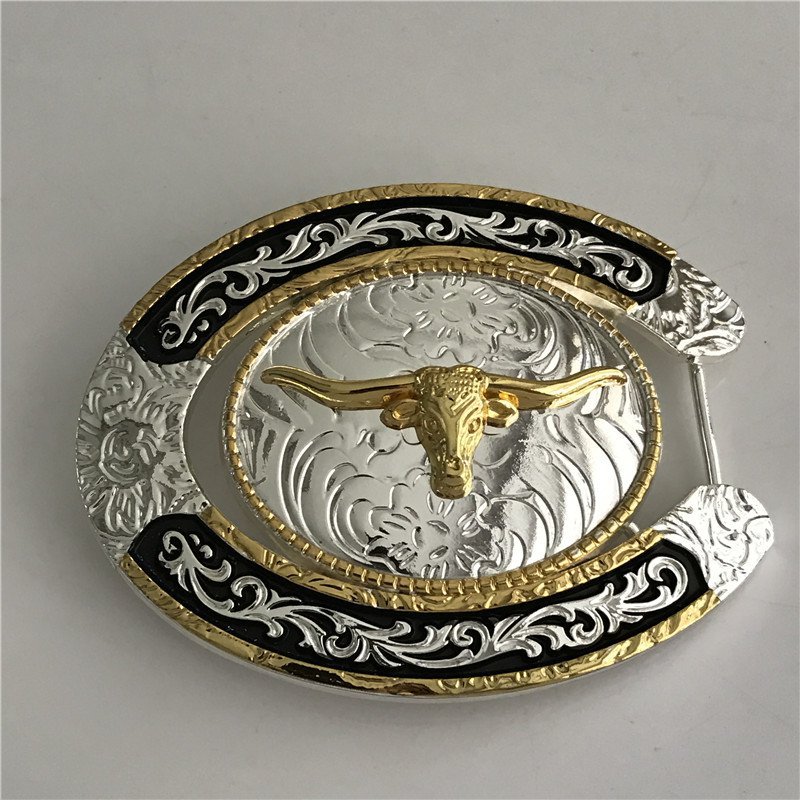 Horseshoe Bull Head Cowboy Belt Buckle For Western Men Cowgirl Women