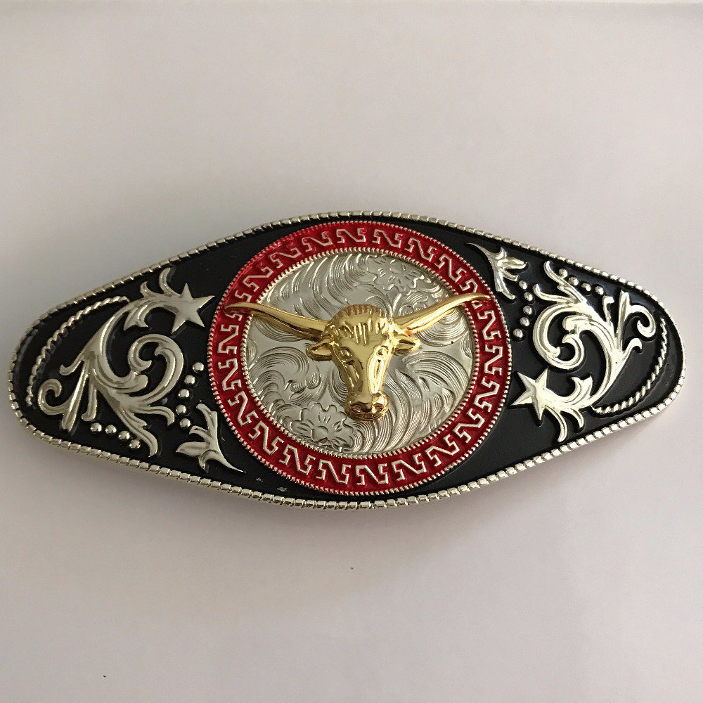 Luxury Gold Bull Head Cowboy Belt Buckle For Western Men Fit 4cm Wide Belts