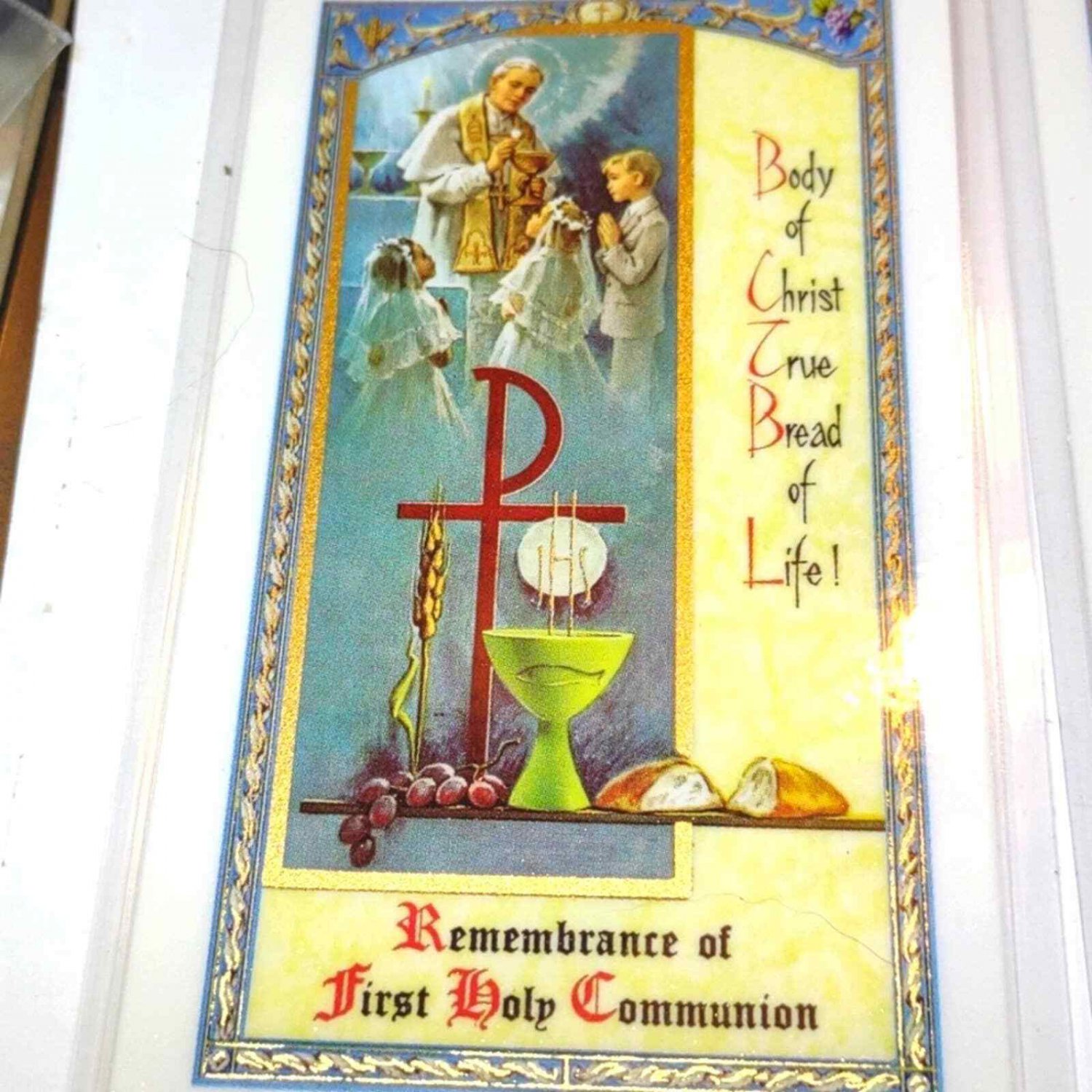 4 laminated cards of the Remembrance of Your First Holy Communion ...