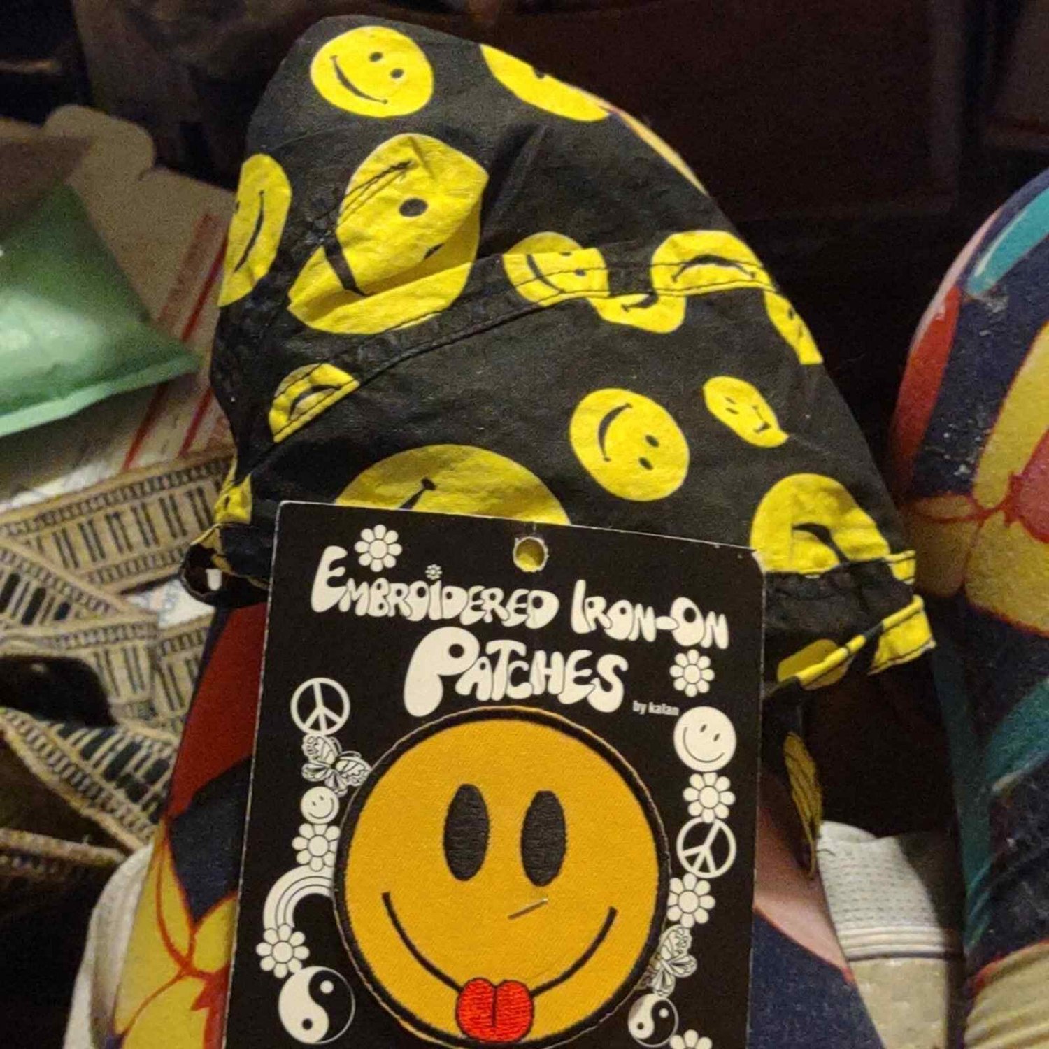 Smiley Face do rag headgear and smiley face patch