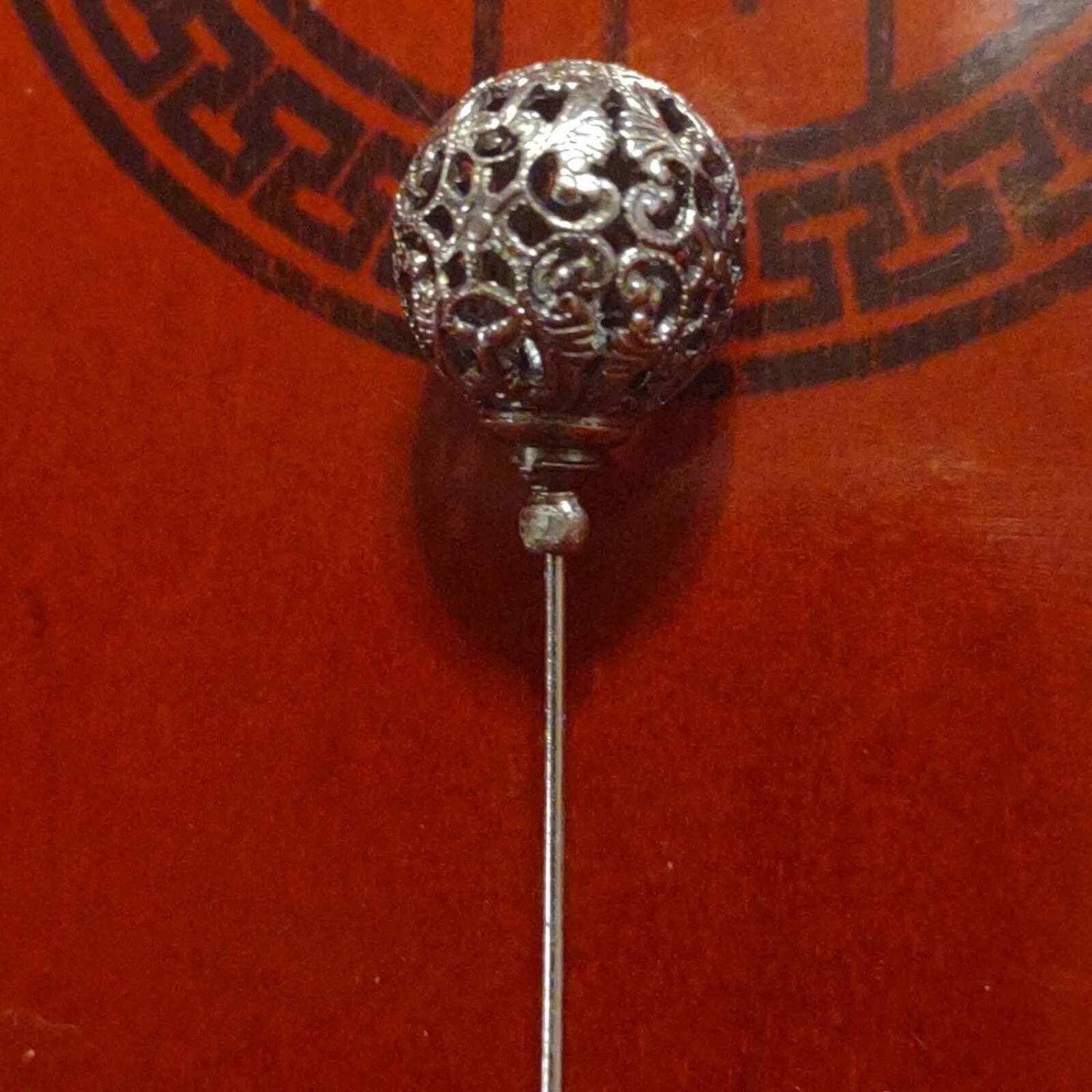 Really gorgeous silver decorated vintage stick pin
