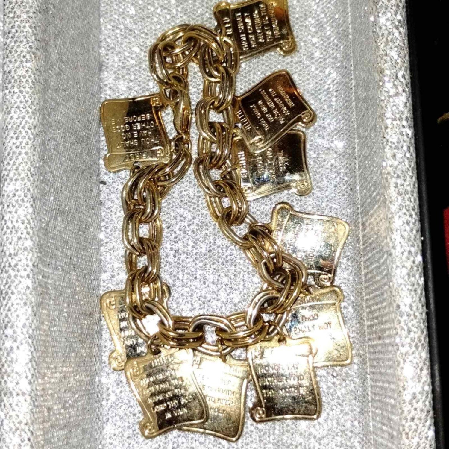 Old 1980s vintage gold ten commandment bracelet~In amazing condition