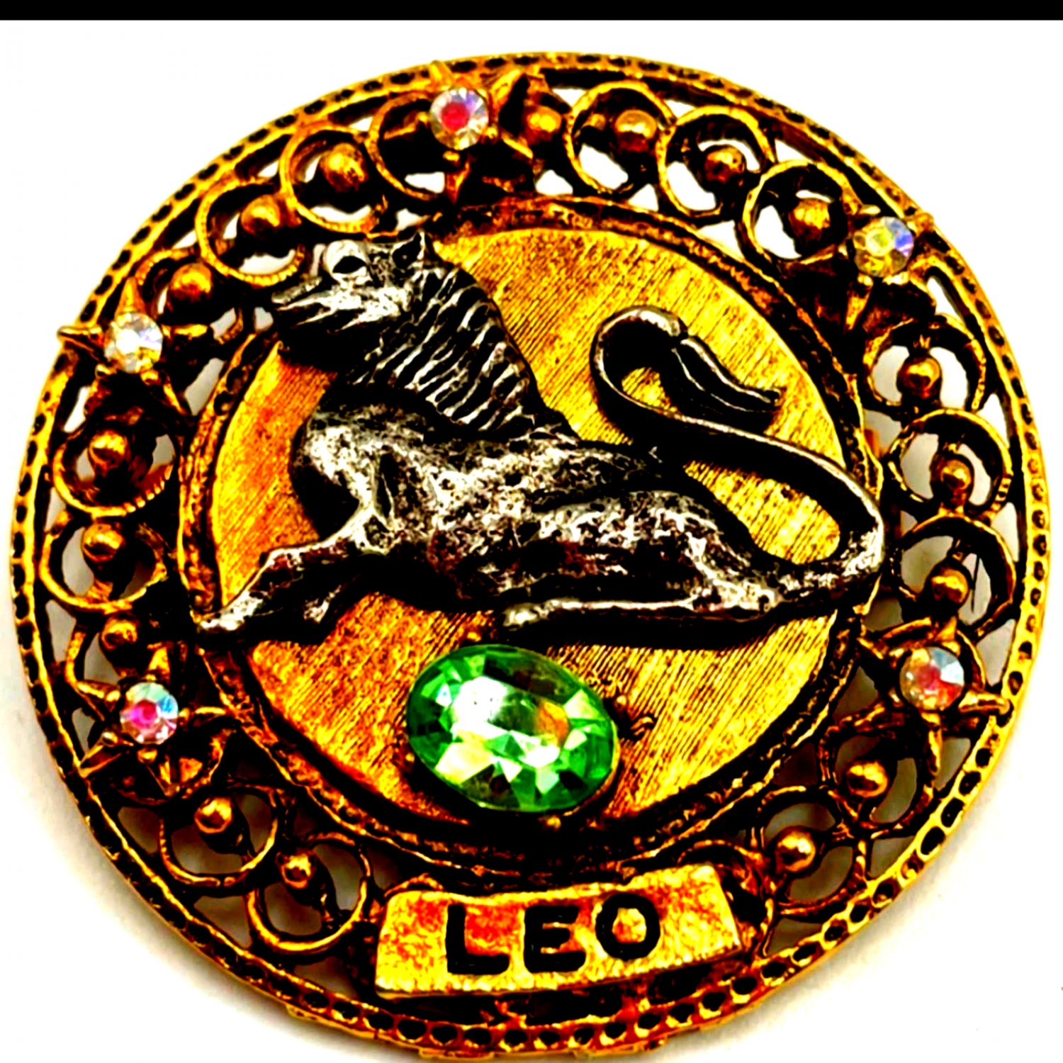 Rare vintage art Arthur Pepper~Leo horoscope zodiac pin / brooch