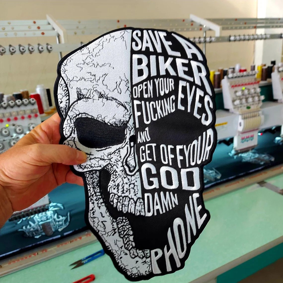 Save A Biker Large Back Patch for Custom Biker Vest