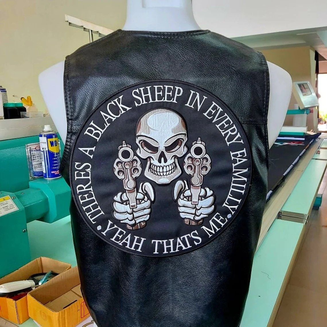 Black Sheep Large Back Patch for Custom Biker Vest