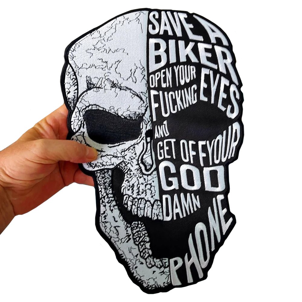 Save A Biker Large Back Patch for Custom Biker Vest