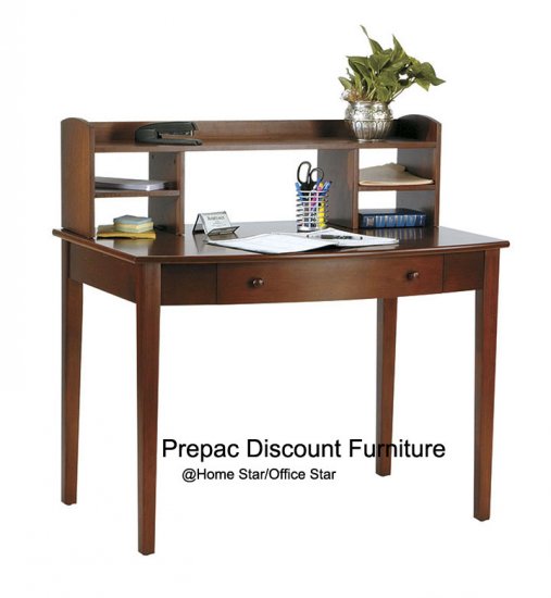 WOOD COMPUTER WRITING DESK WITH HUTCH WALNUT STAIN