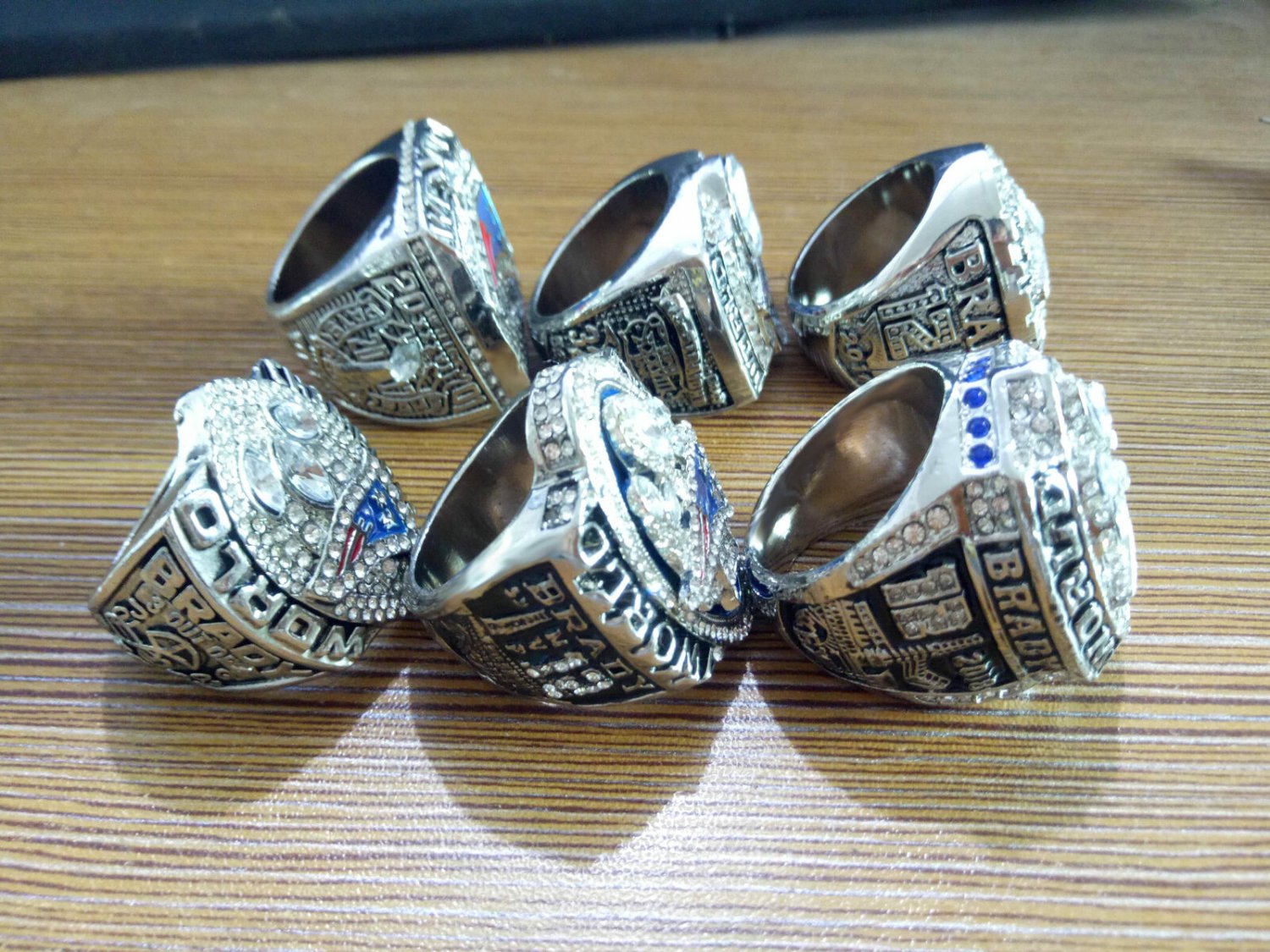 Set of 6 Ring and 6 Trophies New England Patriots Super Bowl ...