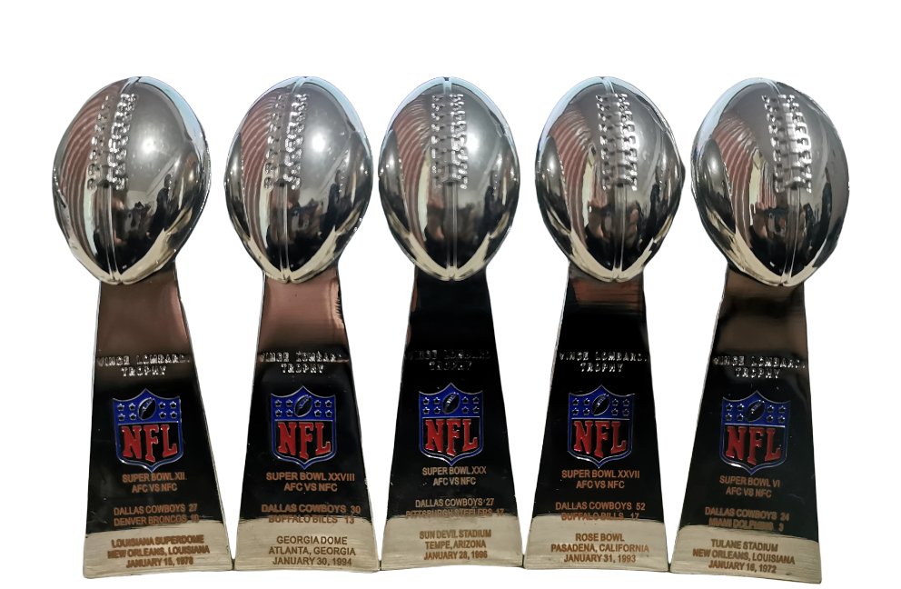5 Pcs set Dallas Cowboys 10cm Colored NFL Super Bowl Vince Lombardi Trophy