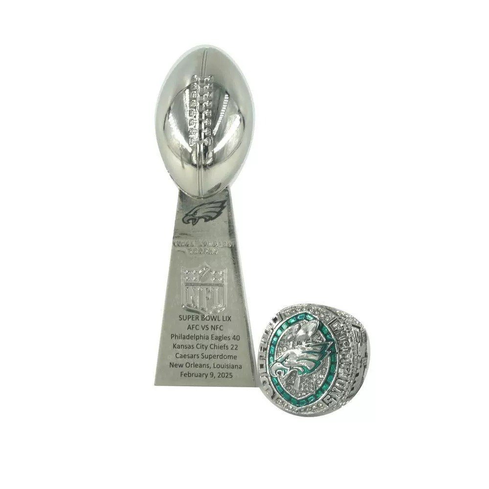 2024 2025 Philadelphia Eagles Championship Ring and Trophy Gift Set