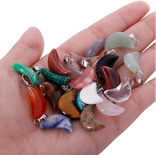 20 Crescent Moon Shaped Stone Pendants