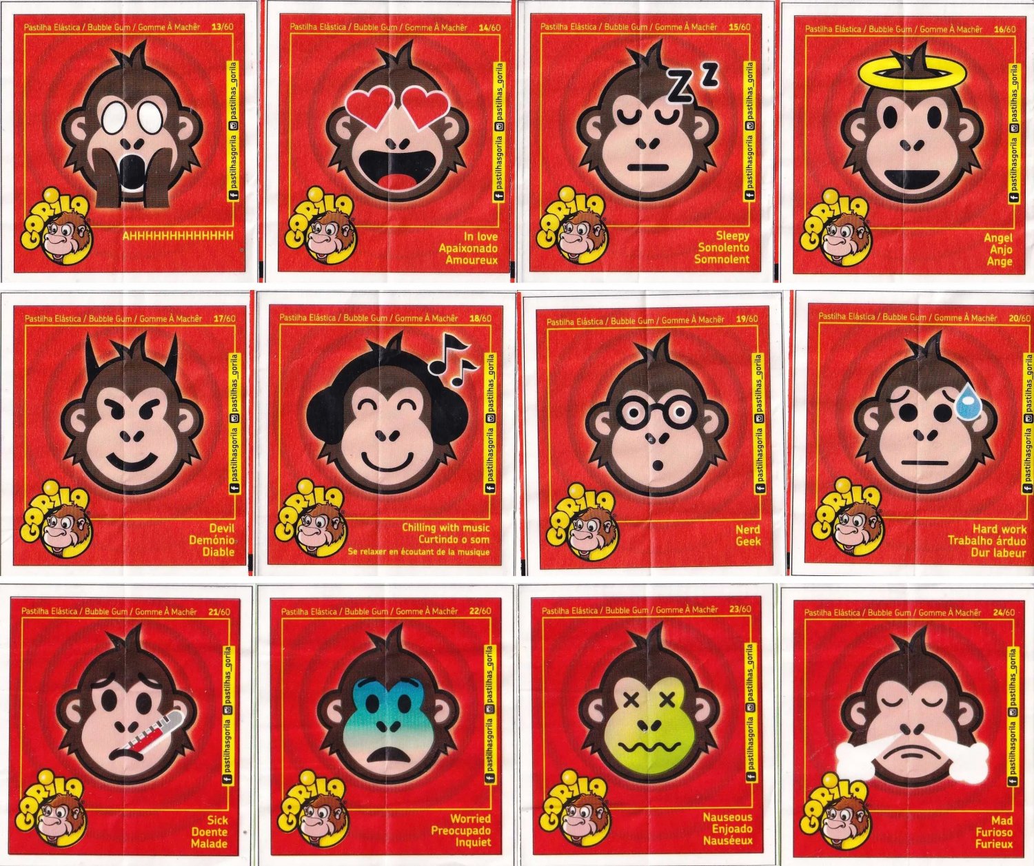 40 Chewing Gum Candy Gorila Portugal Assorted Flavours Bubble Gum