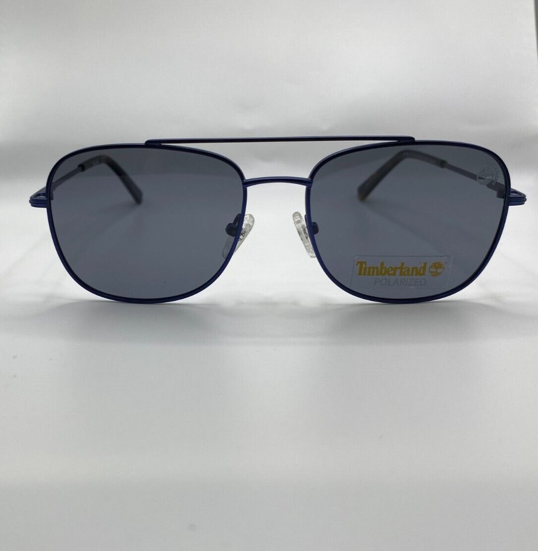 Timberland Tb9122 91d Matte Blue Metal Polarized Aviator Sunglasses 55