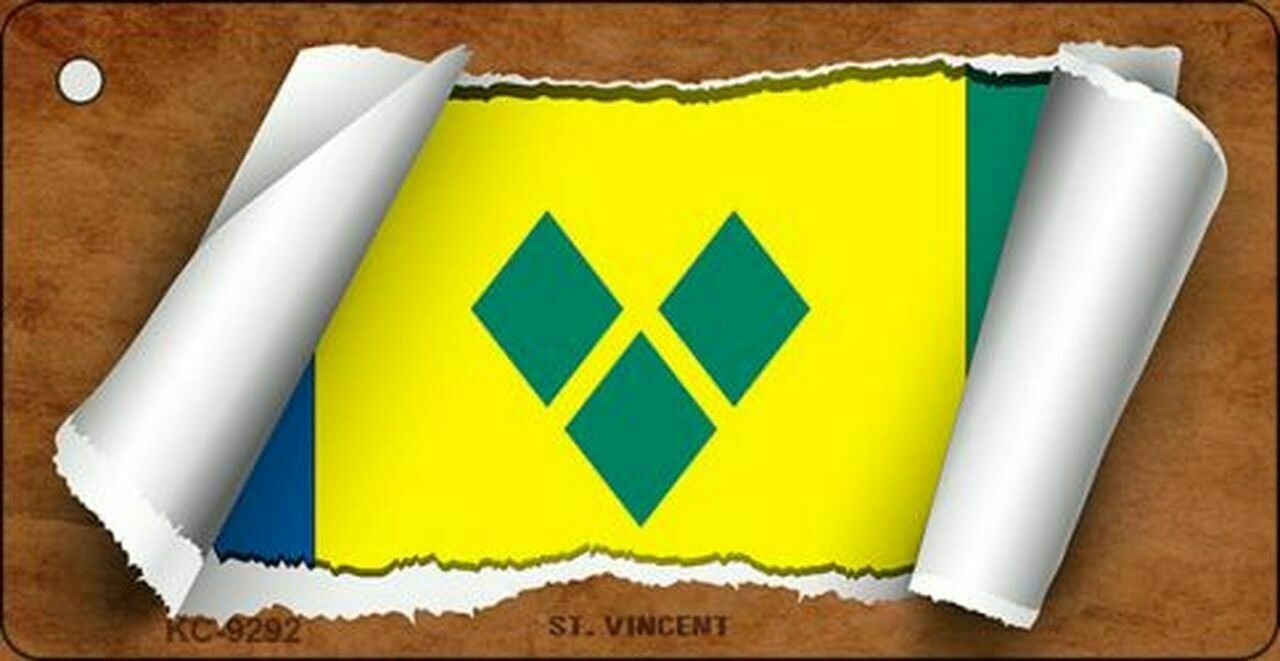 St Vincent Flag Scroll Novelty Metal Key Chain