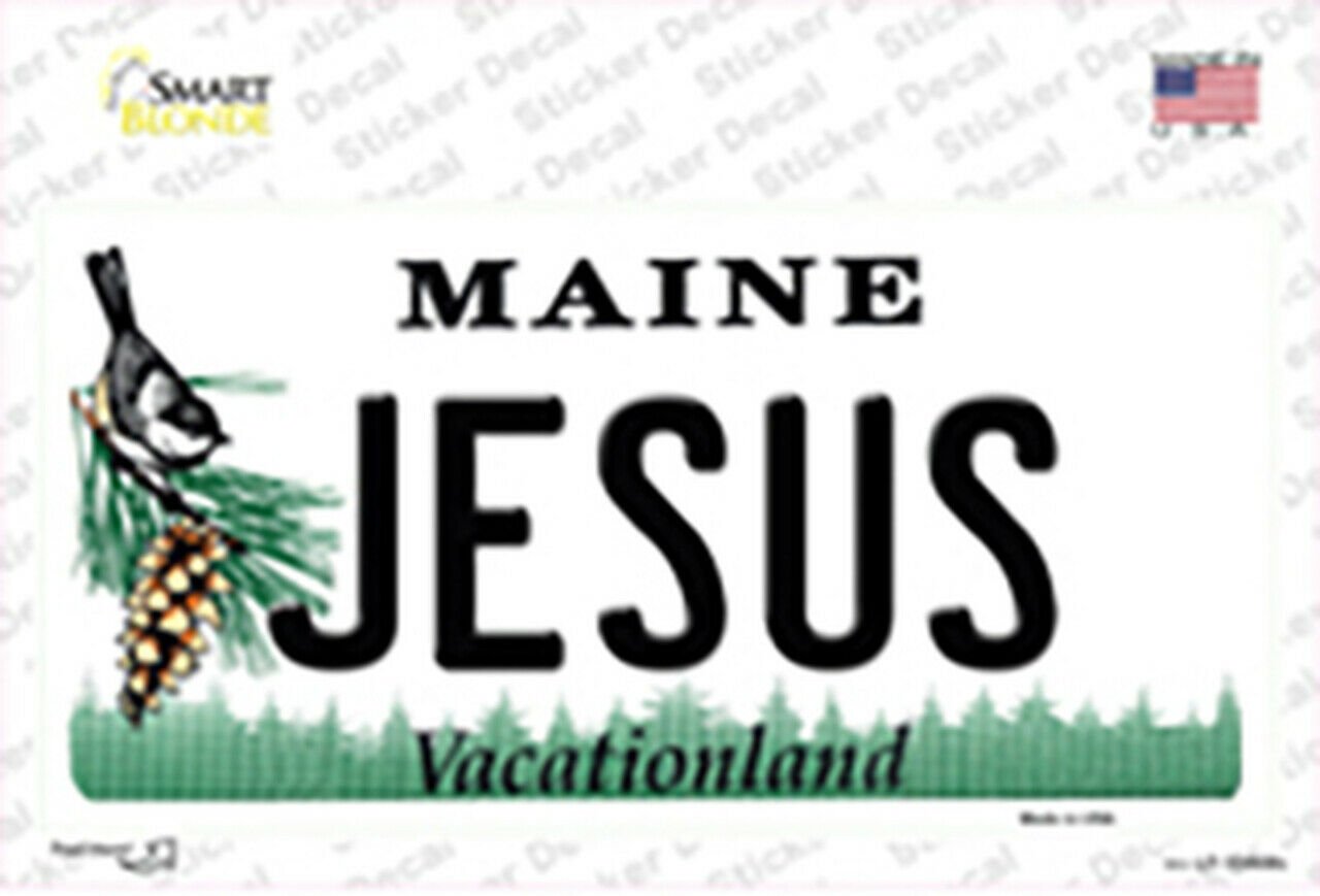 Jesus Maine State Flag Background Sticker Decal