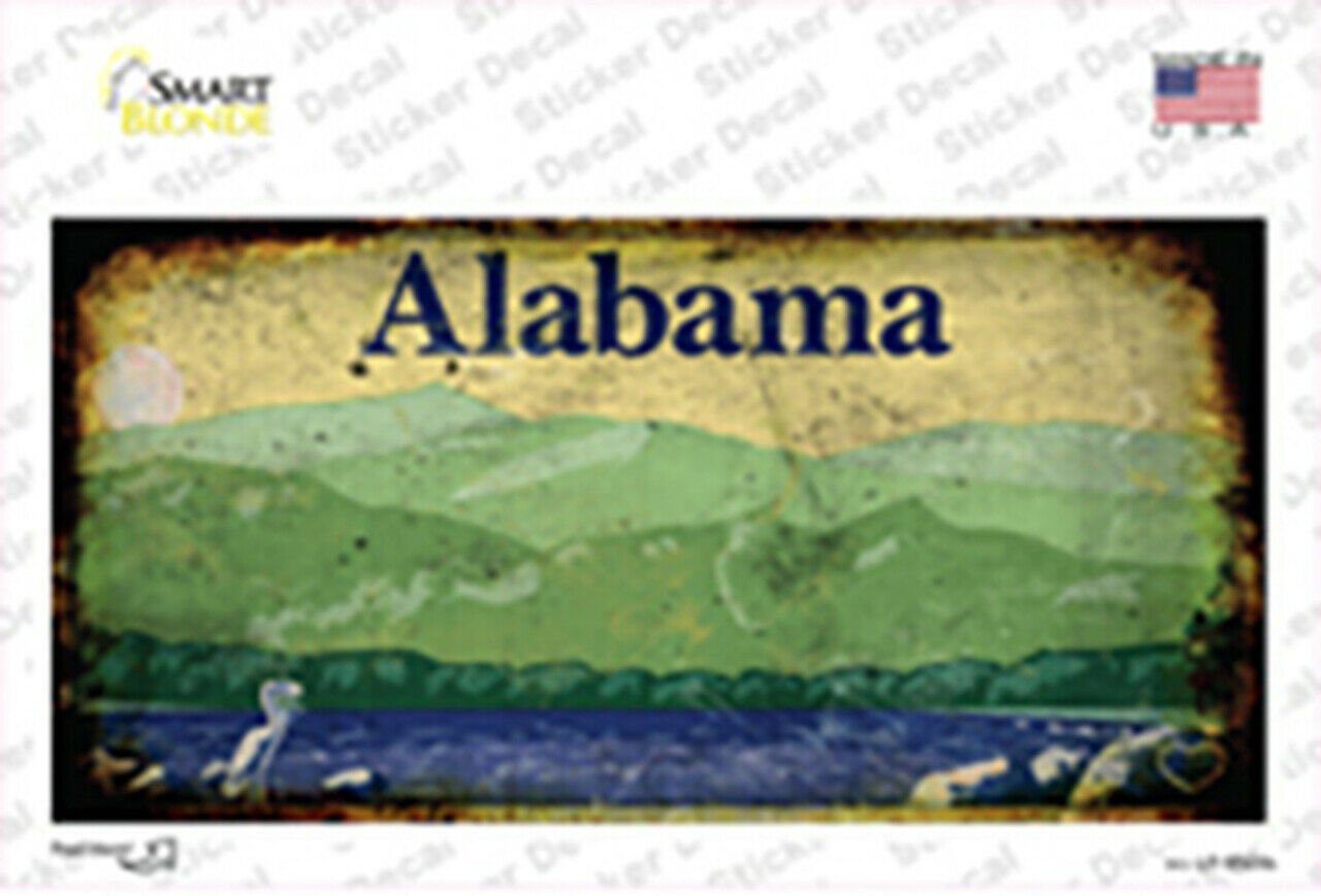 Alabama Rusty Look State Background Sticker Decal