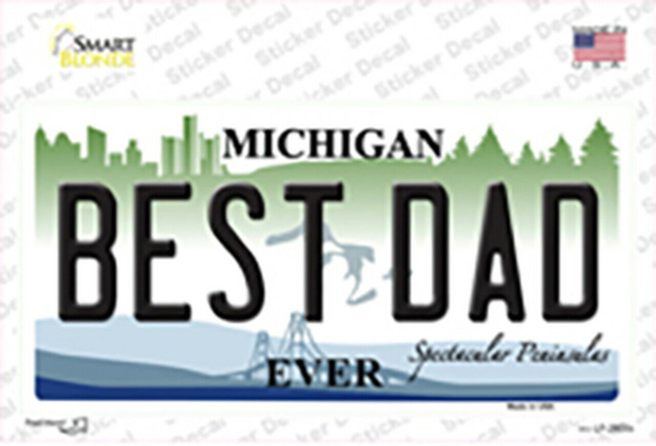 Best Dad Michigan State Background Sticker Decal