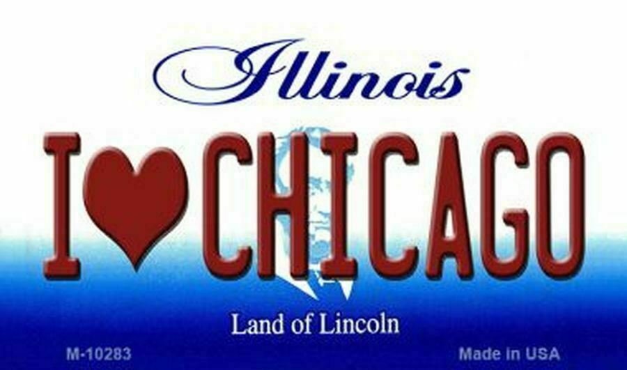 I Love Chicago Illinois State Background Metal Magnet