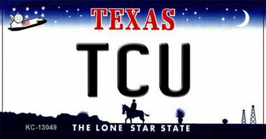 TCU Texas State Background Novelty Metal Key Chain