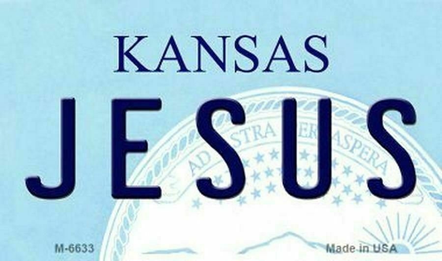 Jesus Kansas State Background Metal Magnet