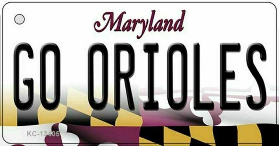 Go Orioles Maryland State Background Novelty Metal Key Chain