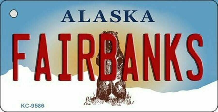 Fairbanks Alaska State Background Novelty Metal Key Chain