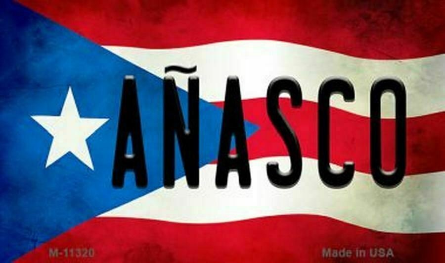 Anasco Puerto Rico Flag Background Metal Magnet