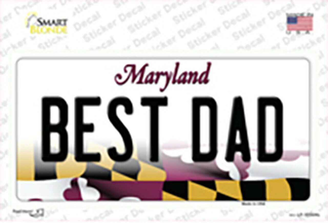 Best Dad Maryland State Flag Background Sticker Decal