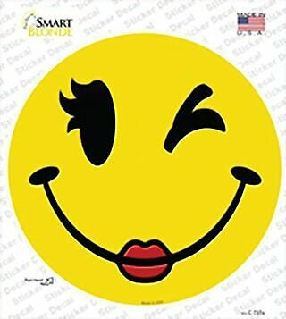 Girl Wink Smile Circle Sticker Decal