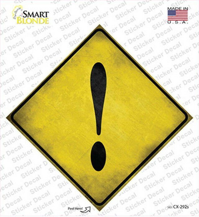 Exclamation Point Crossing Diamond Sticker Decal