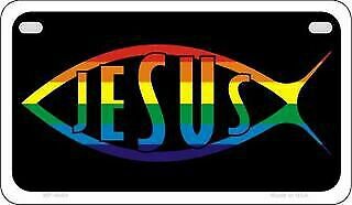 Jesus Fish Rainbow Novelty Motorcycle Plate
