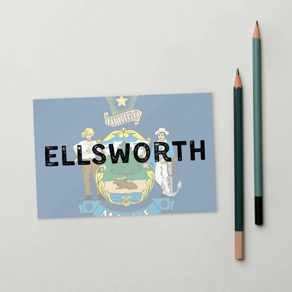 Ellsworth Main State Flag Background Standard Postcard