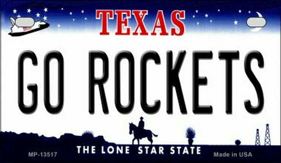 Go Rockets Texas State Background Novelty Motorcycle Sign Plate
